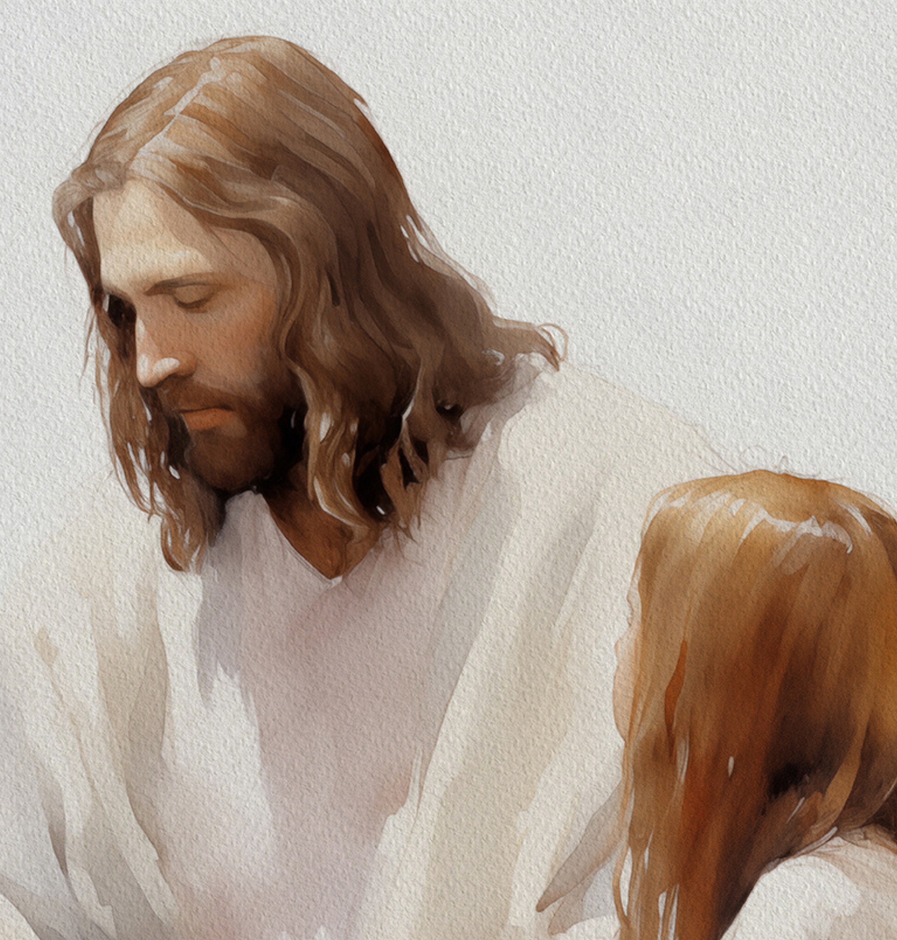 Jesus With Young Girl Christ Listening Christian Family Print First ...