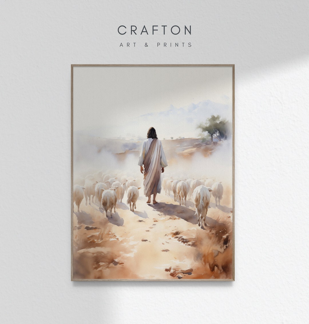 Jesus Leaves the 99, Christ & Lost Sheep, Watercolor Painting ...