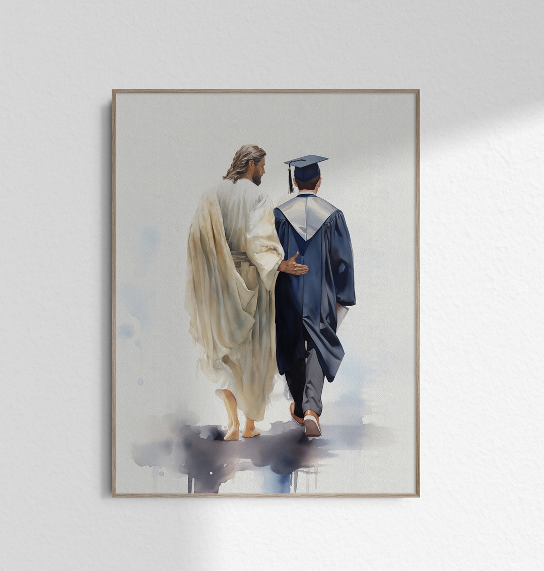 Christian Graduation Gift for Him Custom Jesus and Brunette Graduation ...