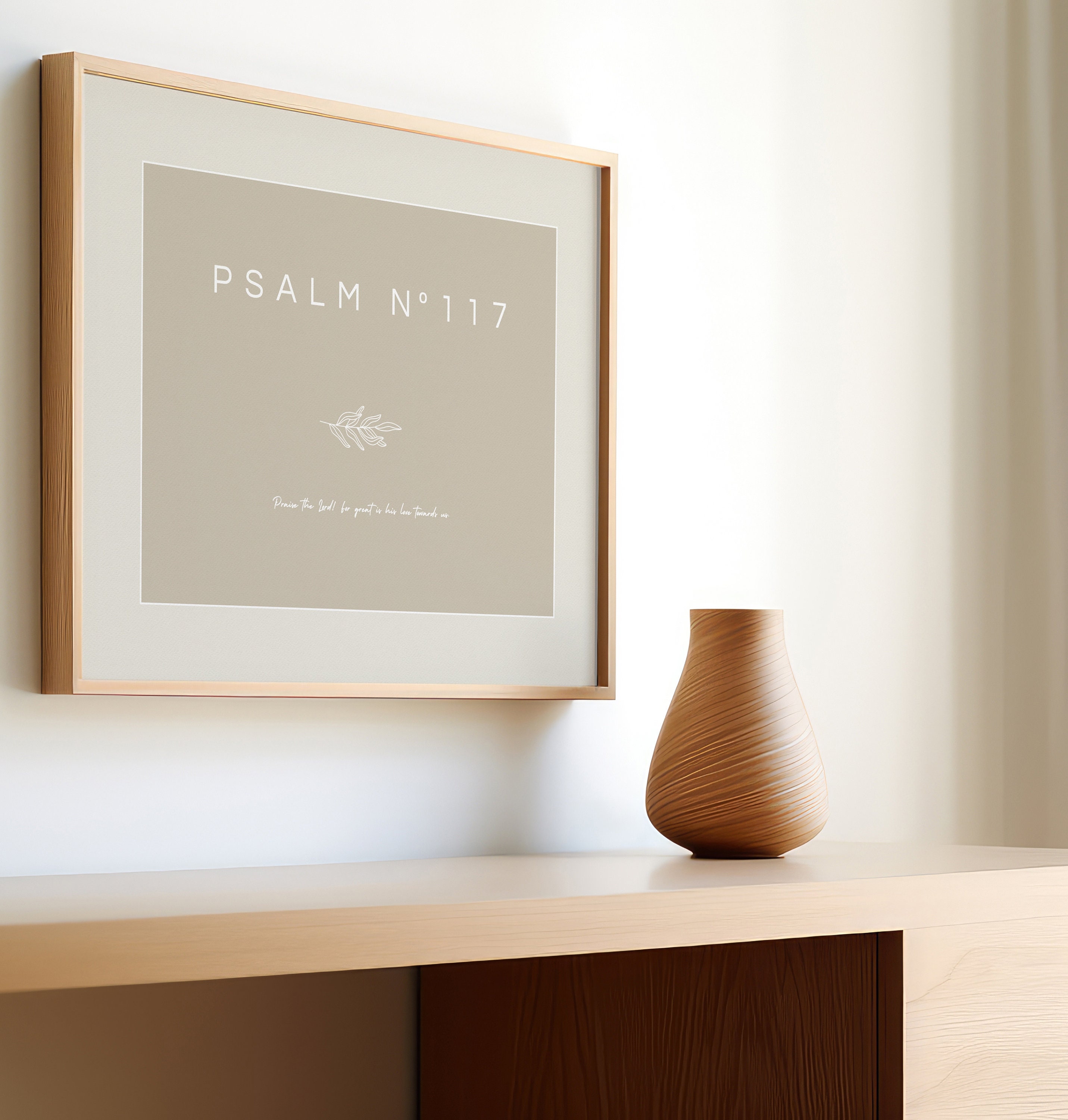 Psalm 117 Querformat Format Beige & Christliche Bibel Vers Schrift Wand ...