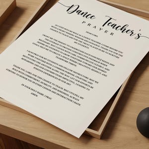 Dance Teacher's Prayer Gift for Dance Instructor Christian Prayer ...