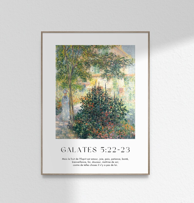 Art Chrétien Français Galates 5 22 23 Art des Versets Bibliques Affiche ...