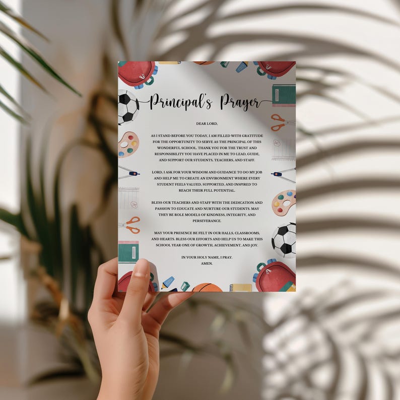Principal's Prayer Christian Prayer Office Decor Back to School Prayer ...