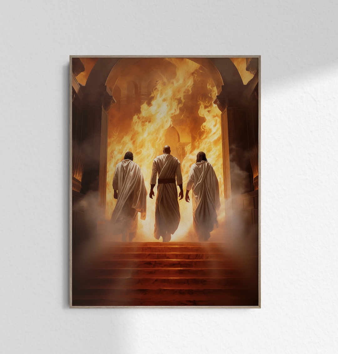 Shadrach Meshach and Abednego Art, 3 Men in Fire, Black Man Art ...