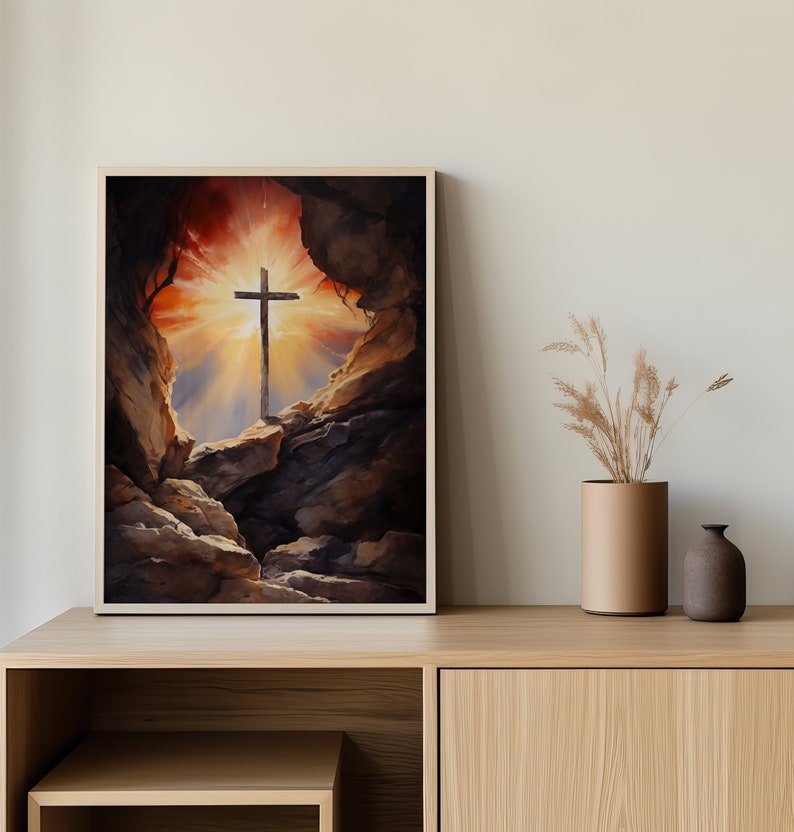 Resurrection of Jesus Art Risen Christ Art Easter Rebirth Empty Tomb ...