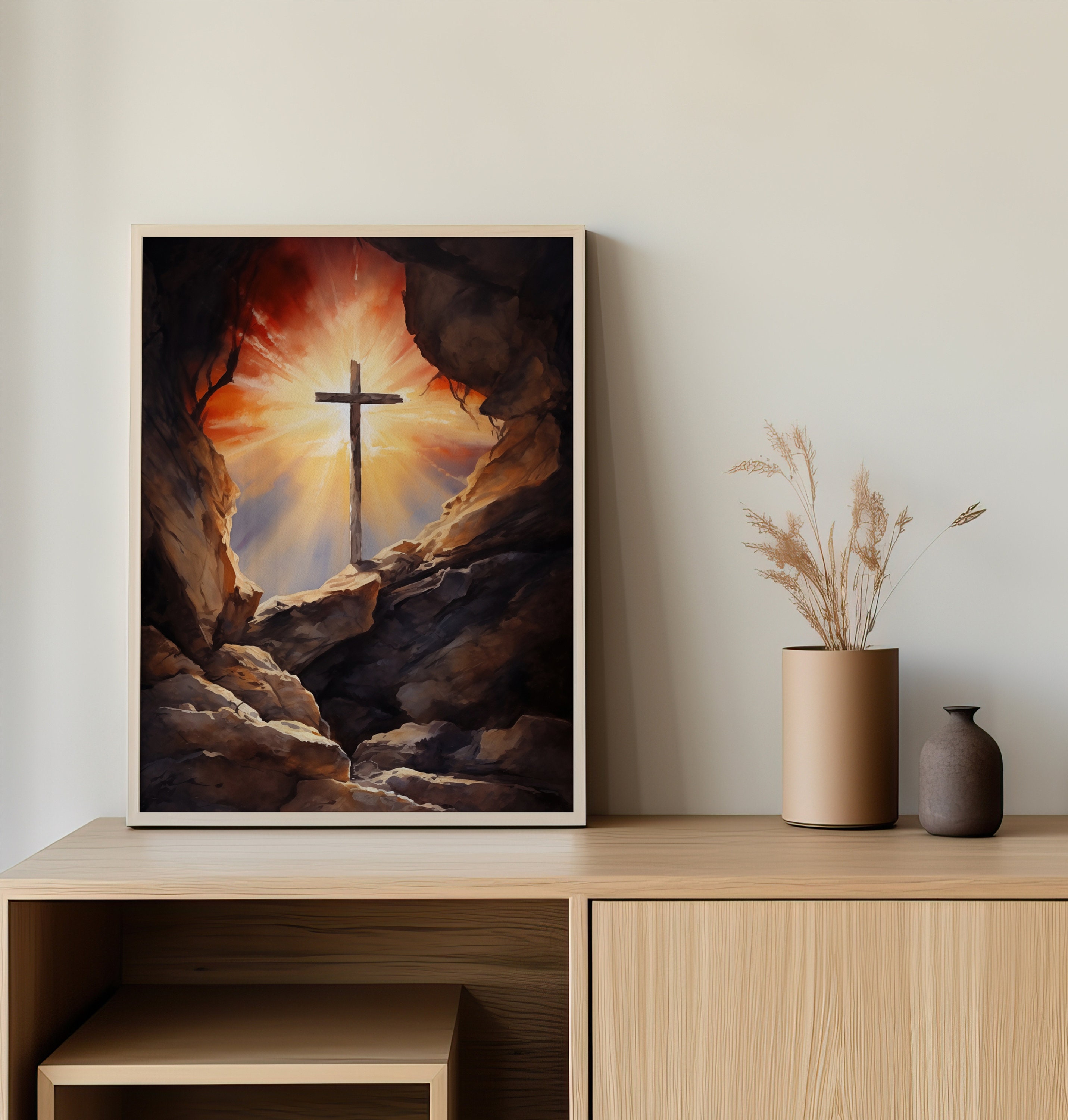 Resurrection of Jesus Art Risen Christ Art Easter Rebirth Empty Tomb ...