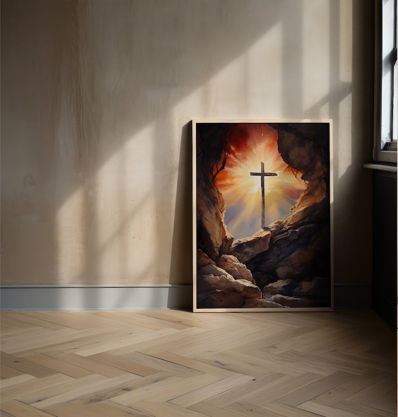 Resurrection of Jesus Art Risen Christ Art Easter Rebirth Empty Tomb ...