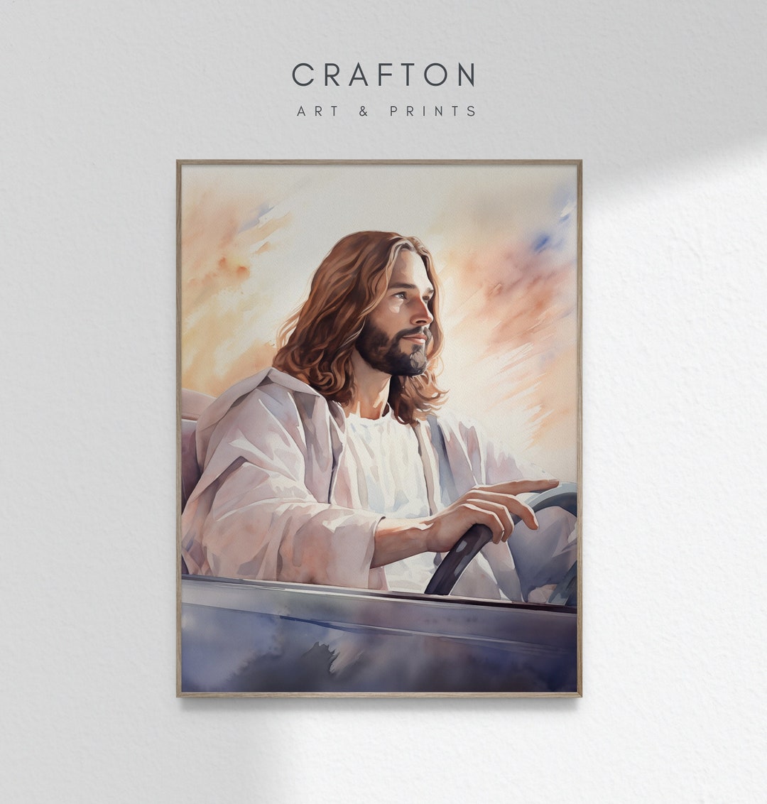 Jesus Take the Wheel, Christ Driving Car, Watercolor Painting ...