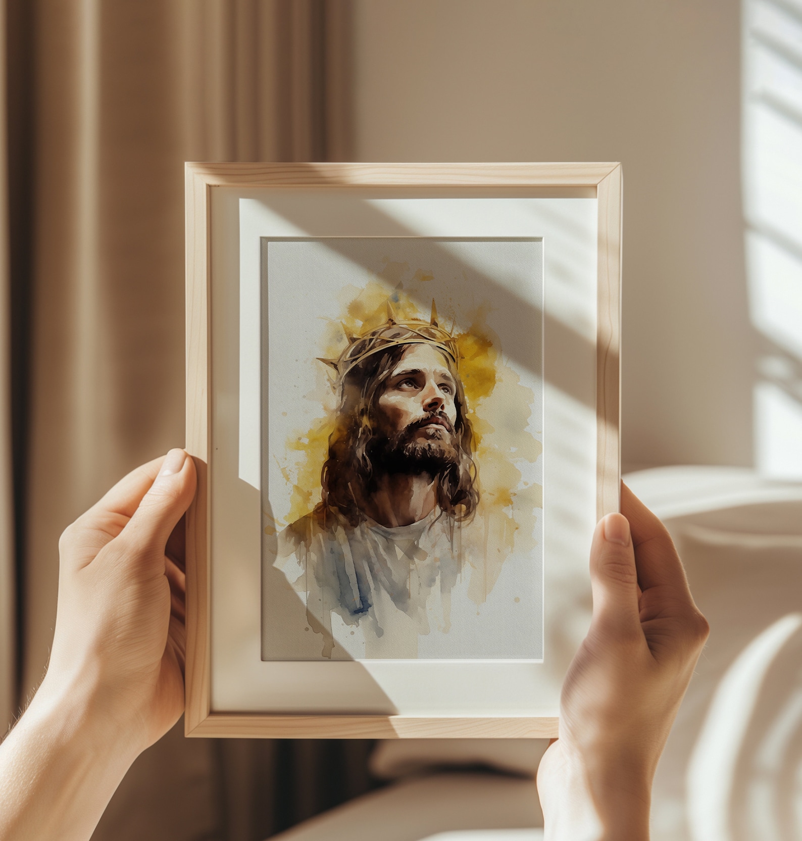 Jesus King of Kings Art Jesus With Crown Jesus is King Christian Gift ...