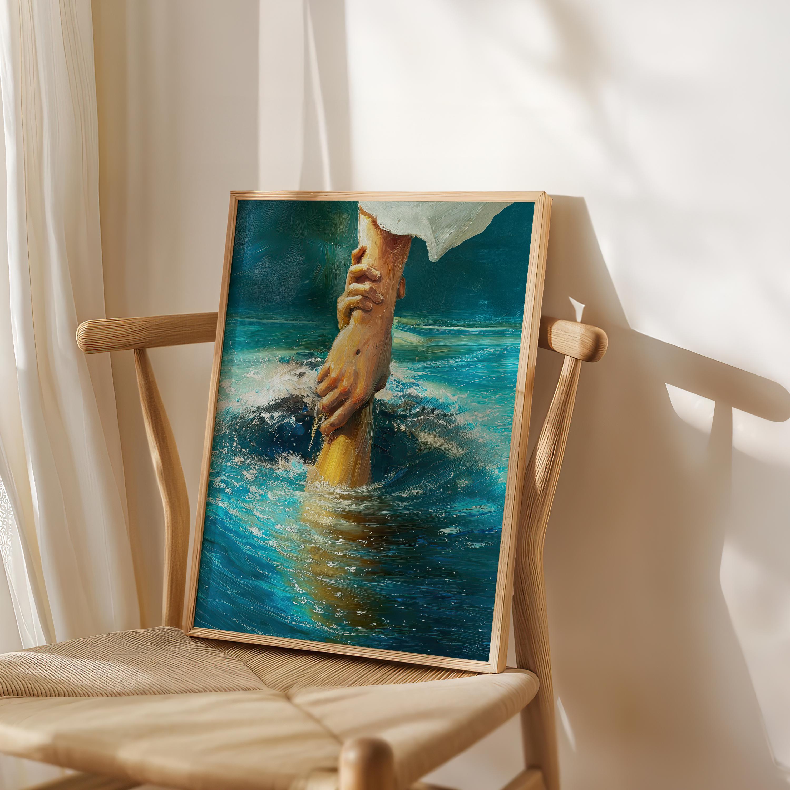 Jesus Reaching Into Water Saving Peter From Drowning Painting Hand ...