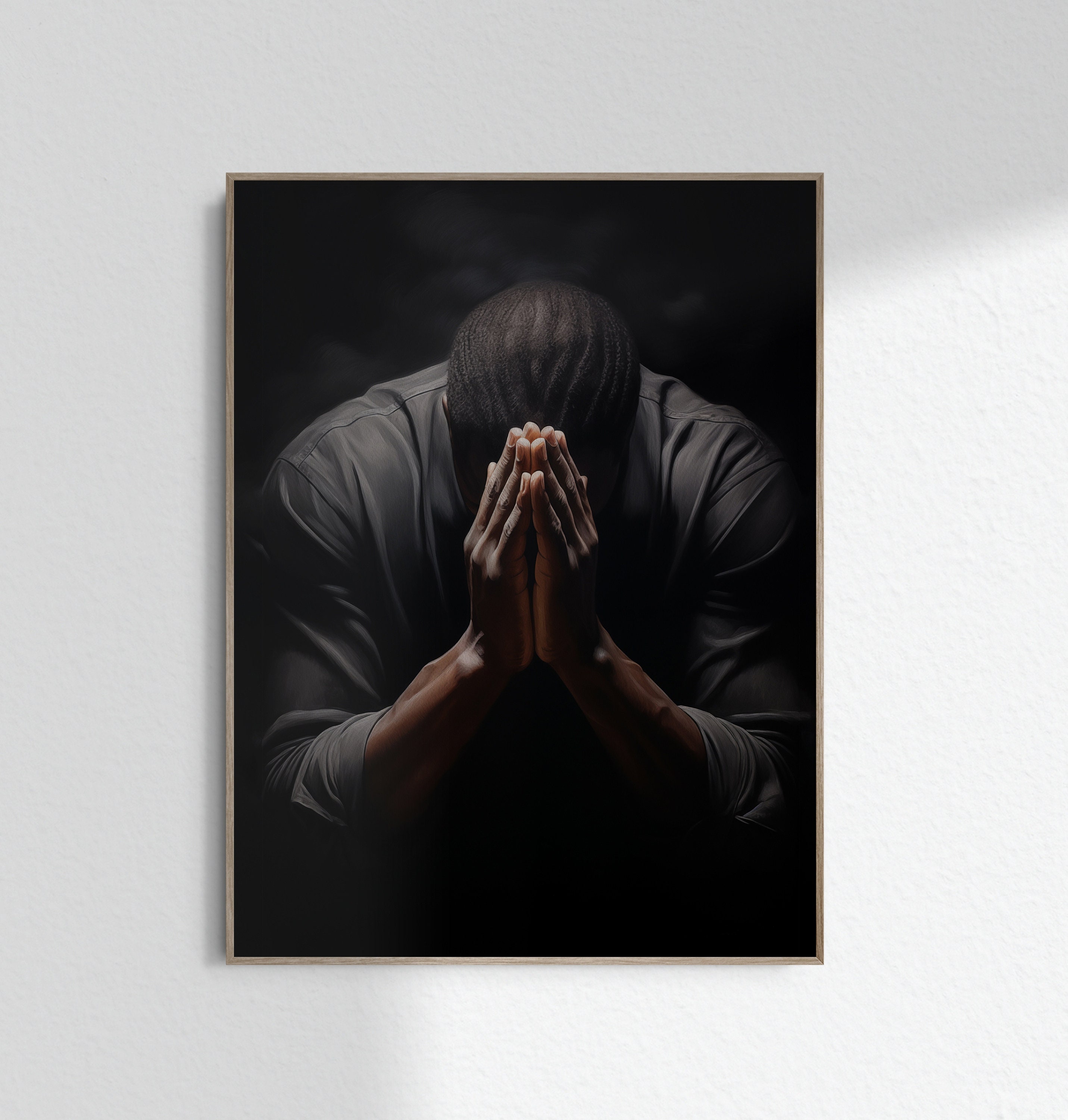Black Man Praying Black Christian Dad Art African American Painting ...