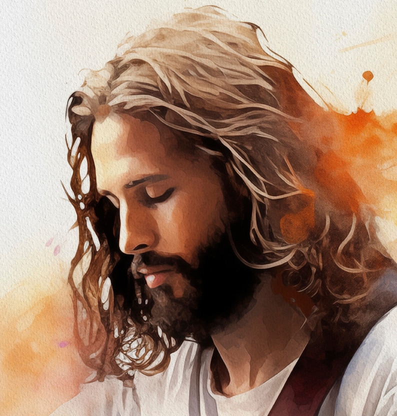 Jesus Playing Guitar, Music Lover Gift Idea, Fun Christian Watercolor ...