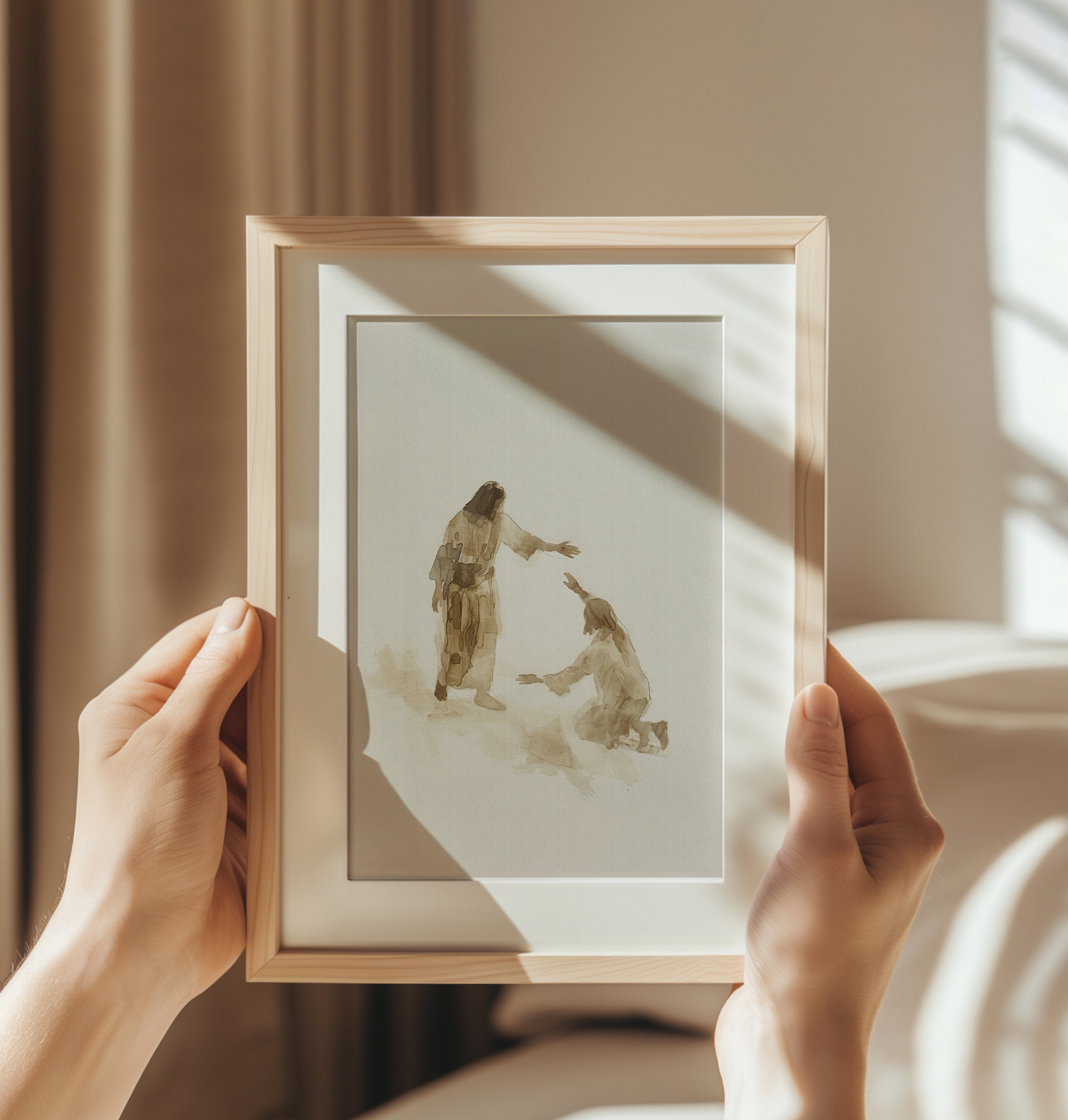 Jesus Healing Blind Man Art, Christ Healing Art Miracles of Jesus Art ...