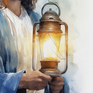 Jesus With Lantern Painting Jesus Guide Me to Light in the Darkness ...