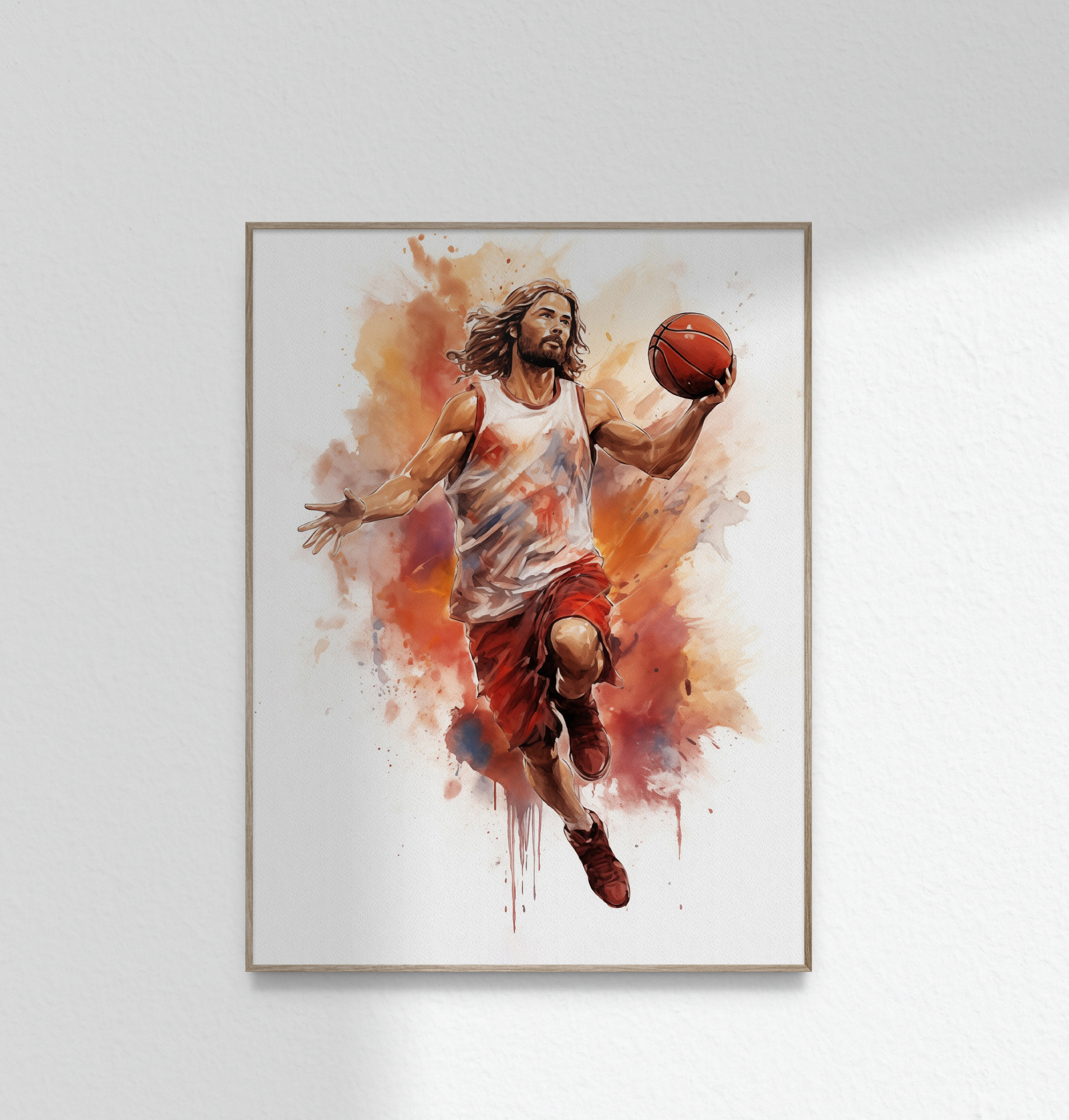 Jesus Playing Basketball Player Painting Painting Christ Christian Boy ...