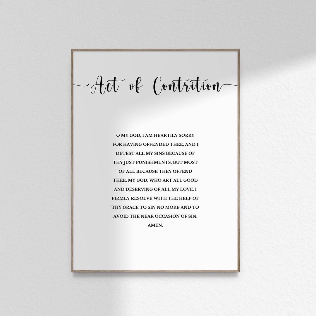 Act of Contrition Prayer Gift Christian Prayer Home Decor Prayer Bible ...