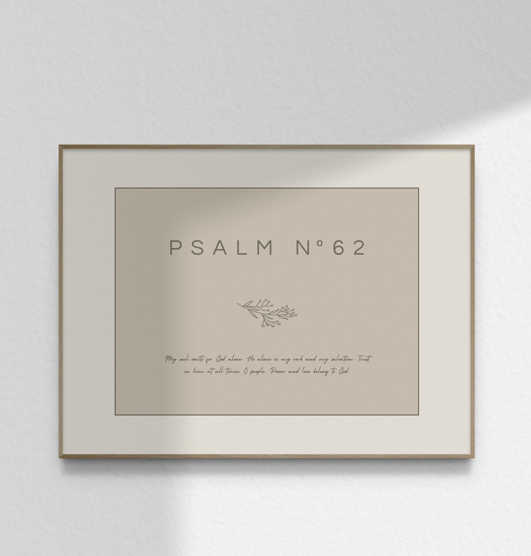 Psalm 62 Landscape Horizontal Format Mode Beige & Christian Bible Verse ...