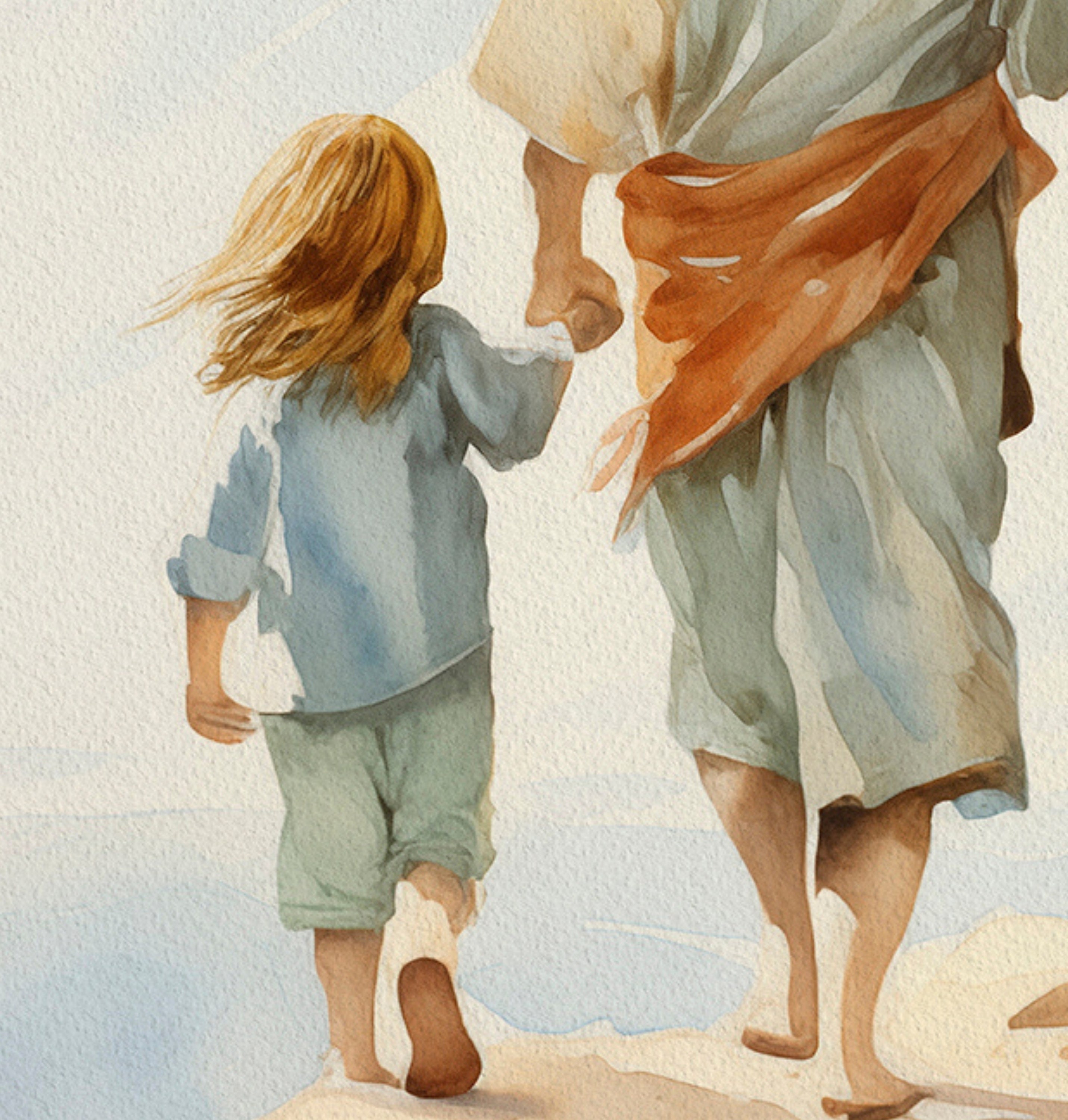 Walk Beside Me, Jesus Christ Walking With Two Children, Nursery Bible ...
