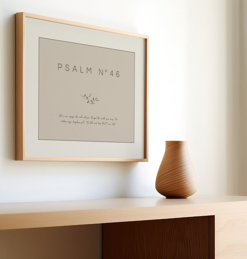 Psalm 46 Landscape Horizontal Format Mode Beige & Christian Bible Verse ...