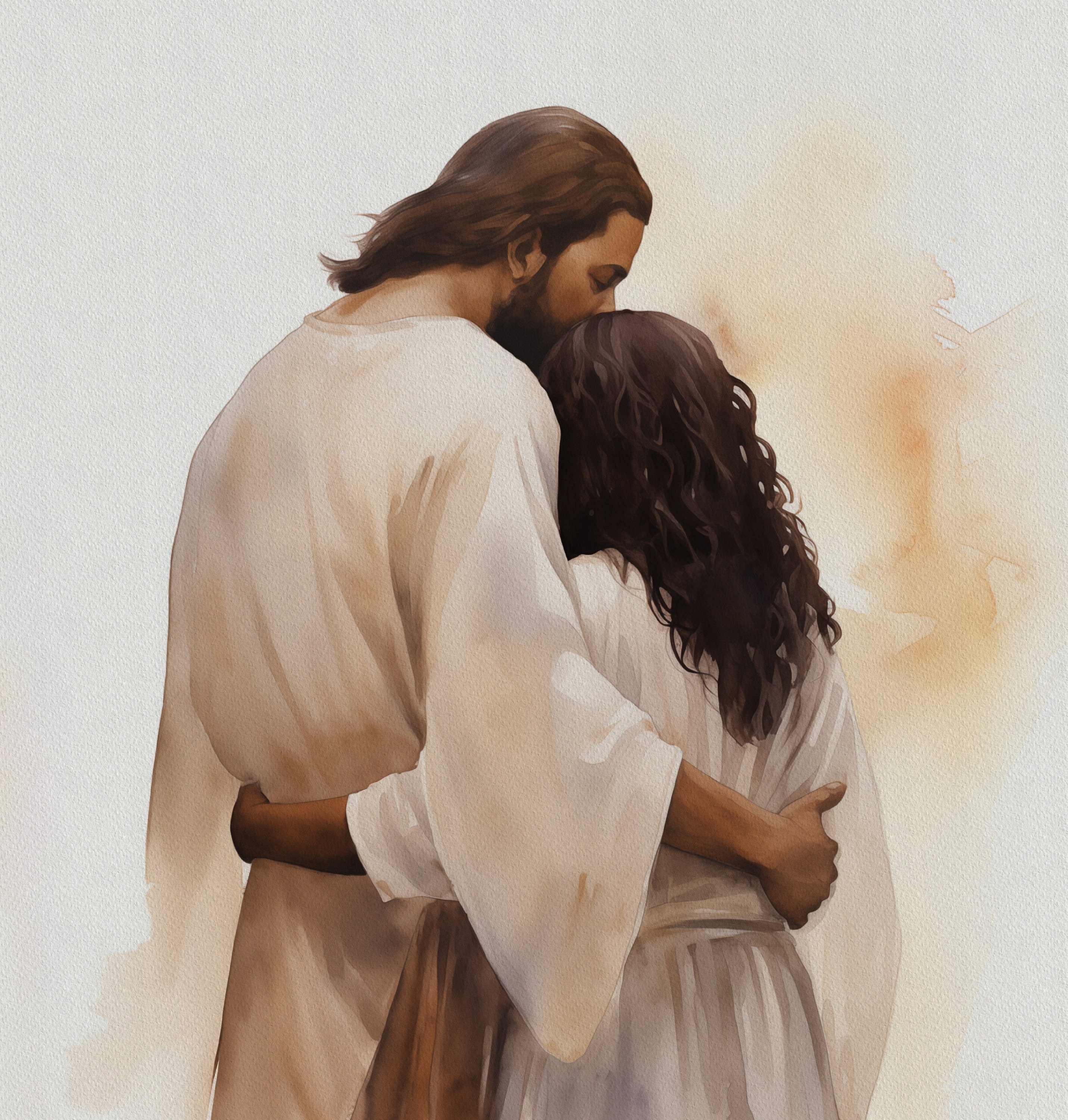 Jesus Hugging Woman Wall Art Jesus With Black Woman Jesus Embrace Woman Jesus Comforting Woman ...