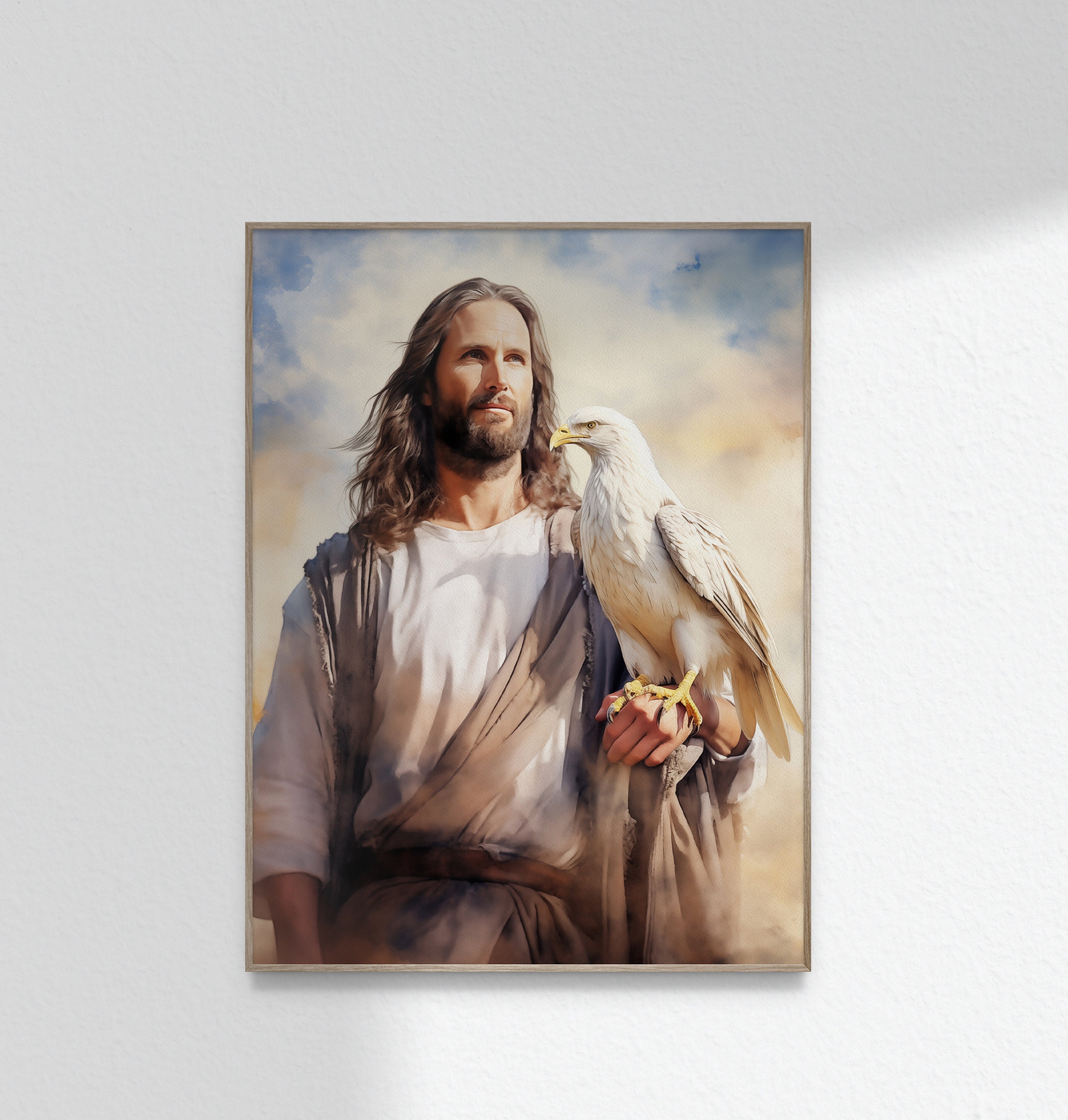 Jesus Christ With White Eagle, Patriotic Bird Lover Christian ...