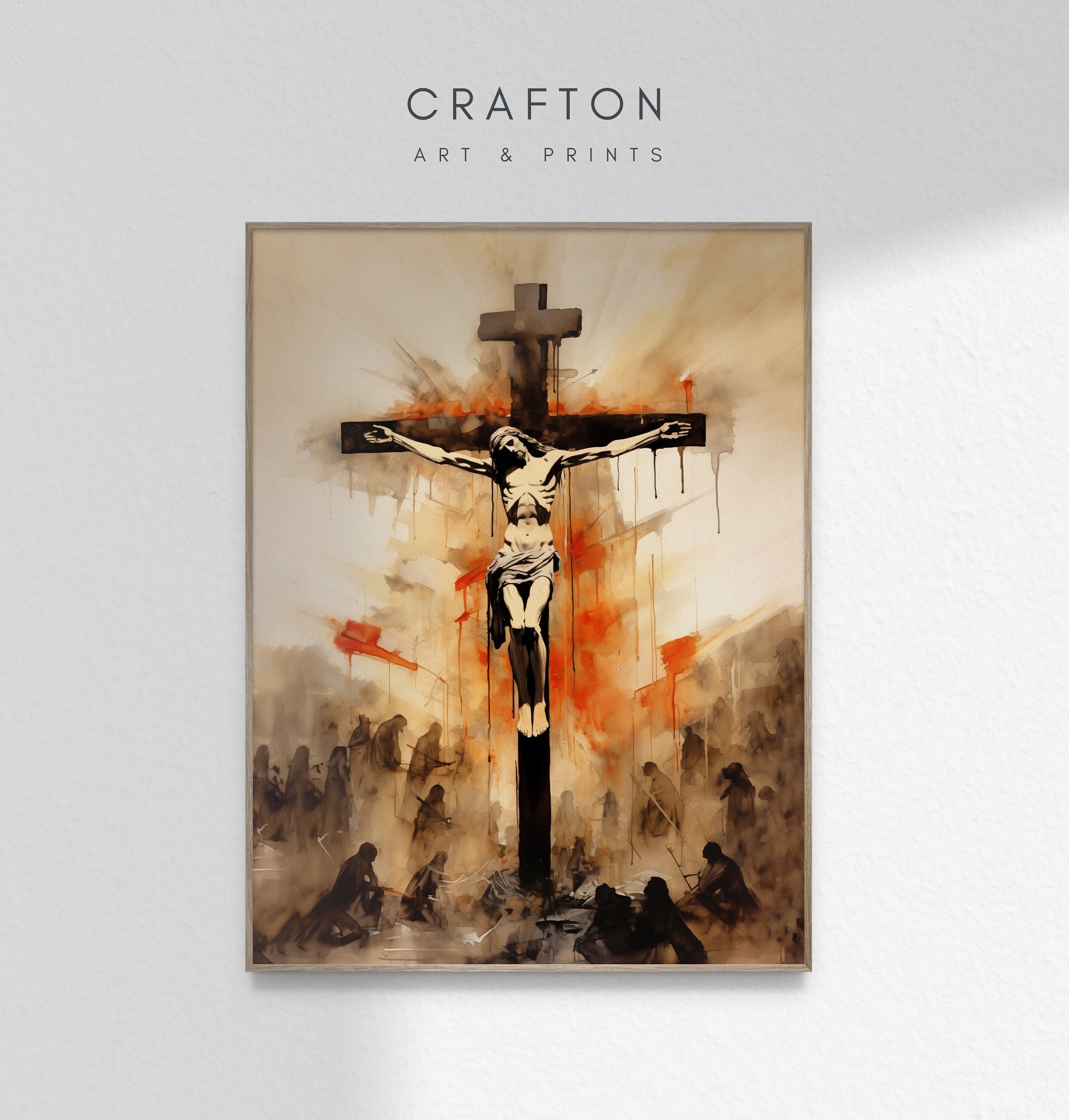 Christ Crucified on Cross Jesus Poster Modern Abstract Christian Art Painting Bible Wall Art ...