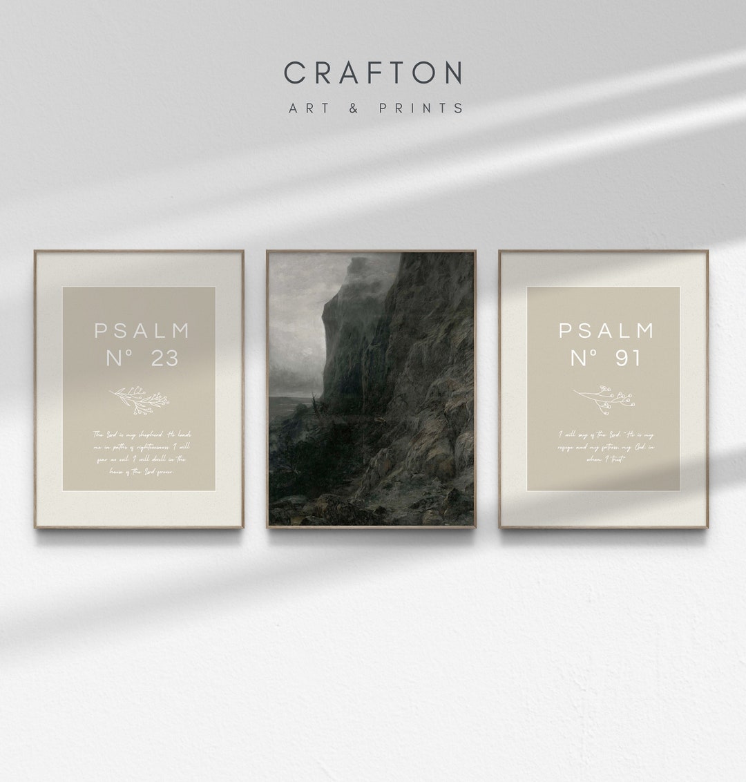 3 Christian Scripture Bible Gallery Wall Art Set, Psalms 23, 91 ...