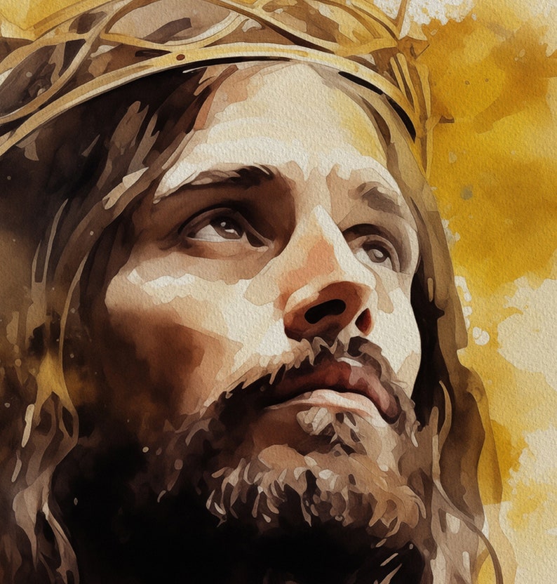 Jesus King of Kings Art Jesus With Crown Jesus is King Christian Gift ...