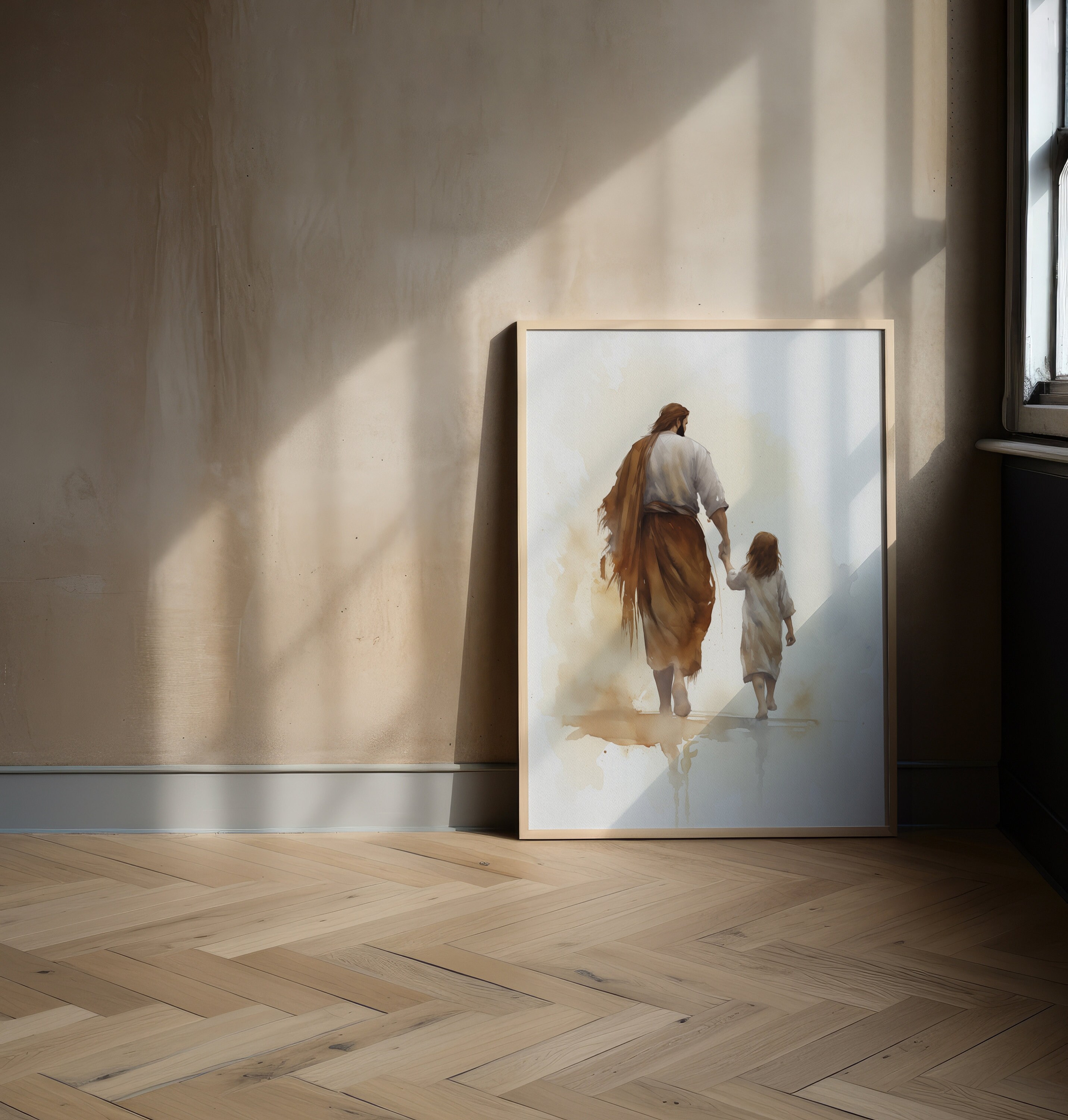 Jesus Christ Walking With a Girl, Walk Beside Me, Nursery Bible Art ...