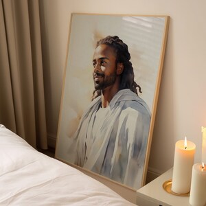 Smiling Black Jesus Christ Black Christian Art Black Man Art Watercolor ...