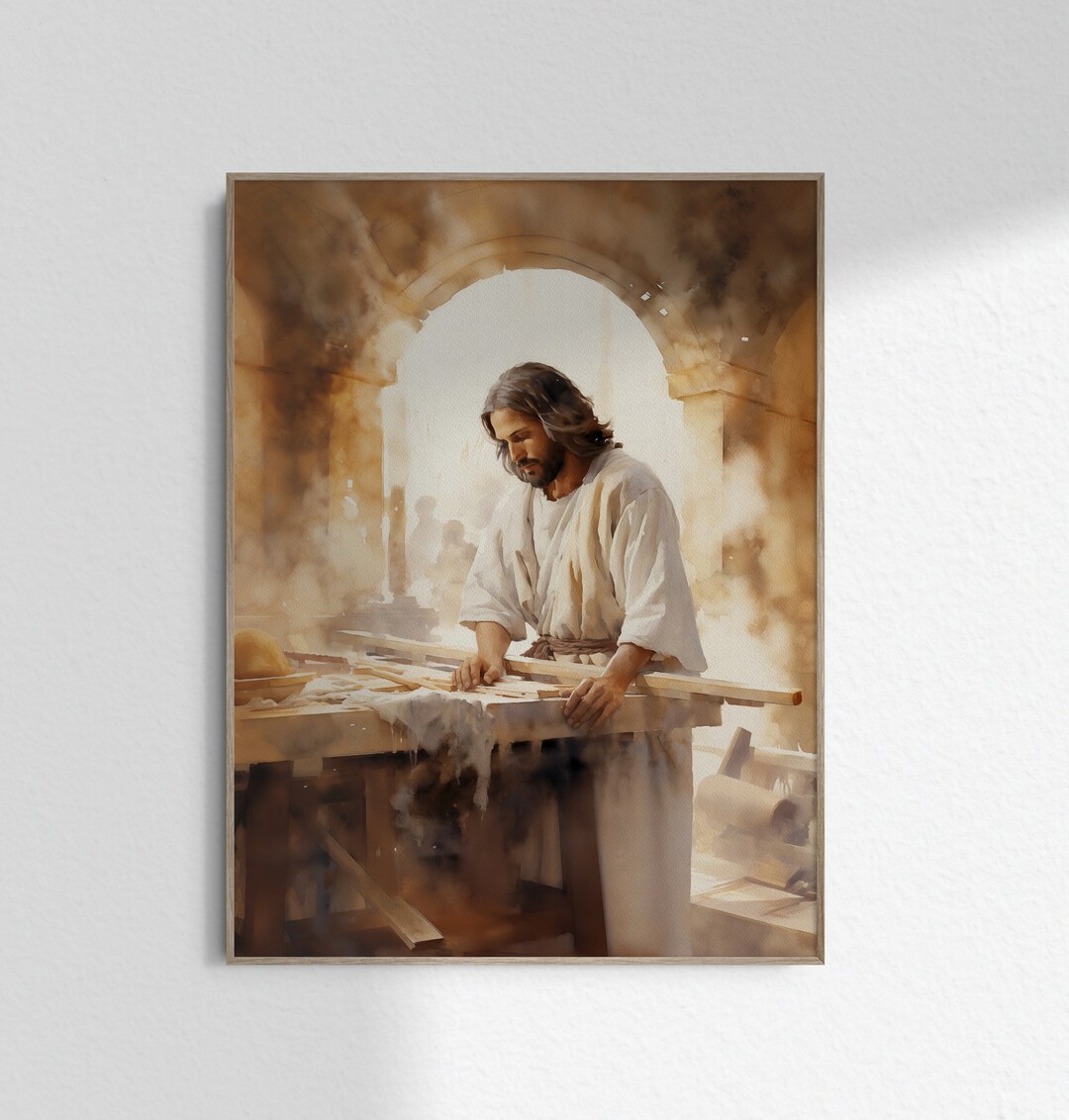 Jesus Was a Carpenter Christ the Carpenter Christian Art Gift Idea ...