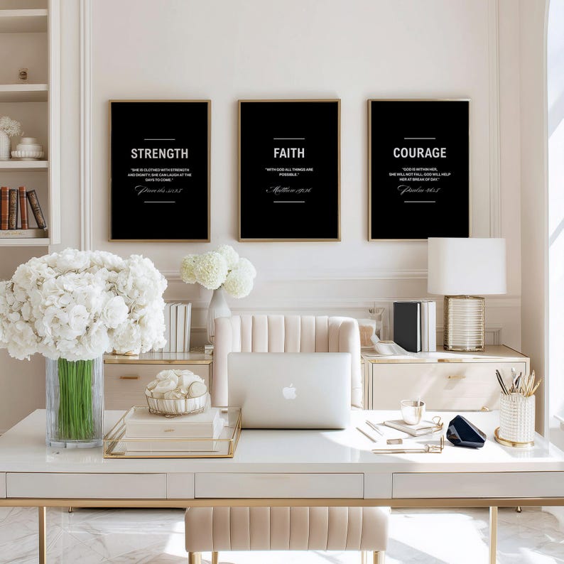 PRINTED Christian Wall Art Set of 3, 6, 9 Motivational Prints for ...