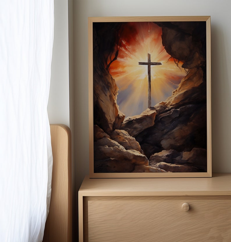 Resurrection of Jesus Art Risen Christ Art Easter Rebirth Empty Tomb ...