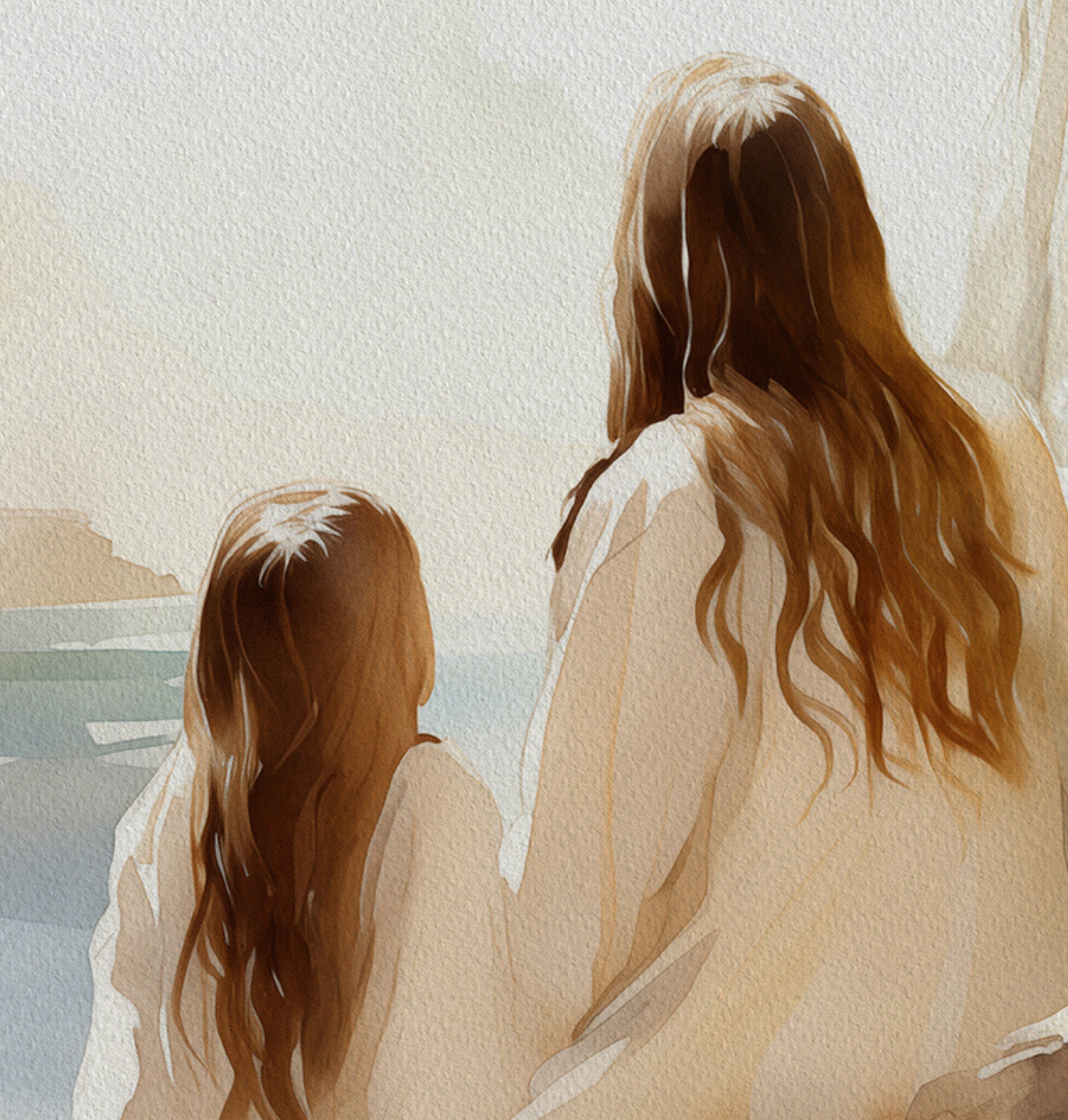 Jesus With Two Women Christ With Two Girls Mother Daughter Print ...