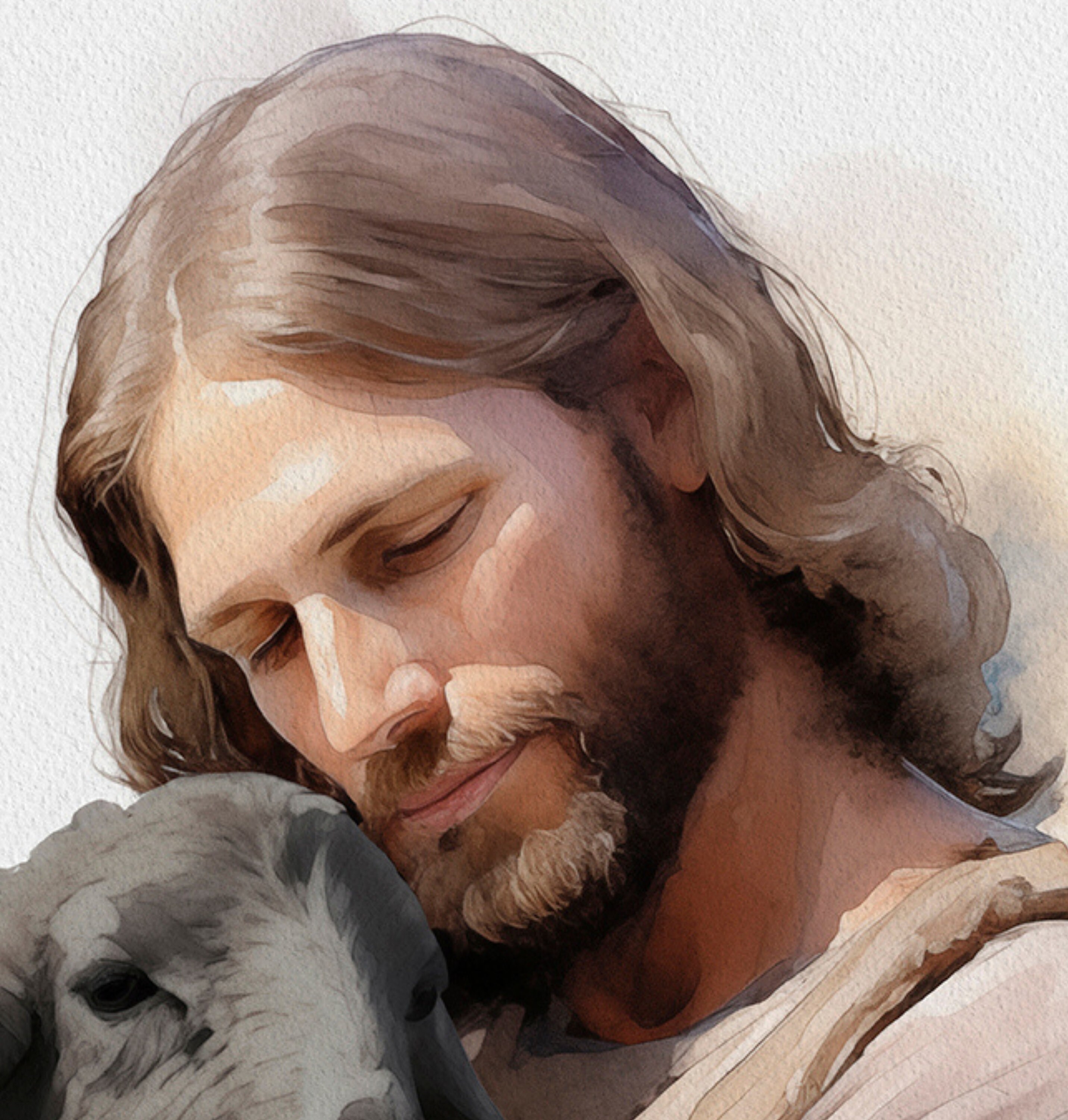 Jesus With a Black Lamb Christ With Lamb Christ Holding Black Sheep ...