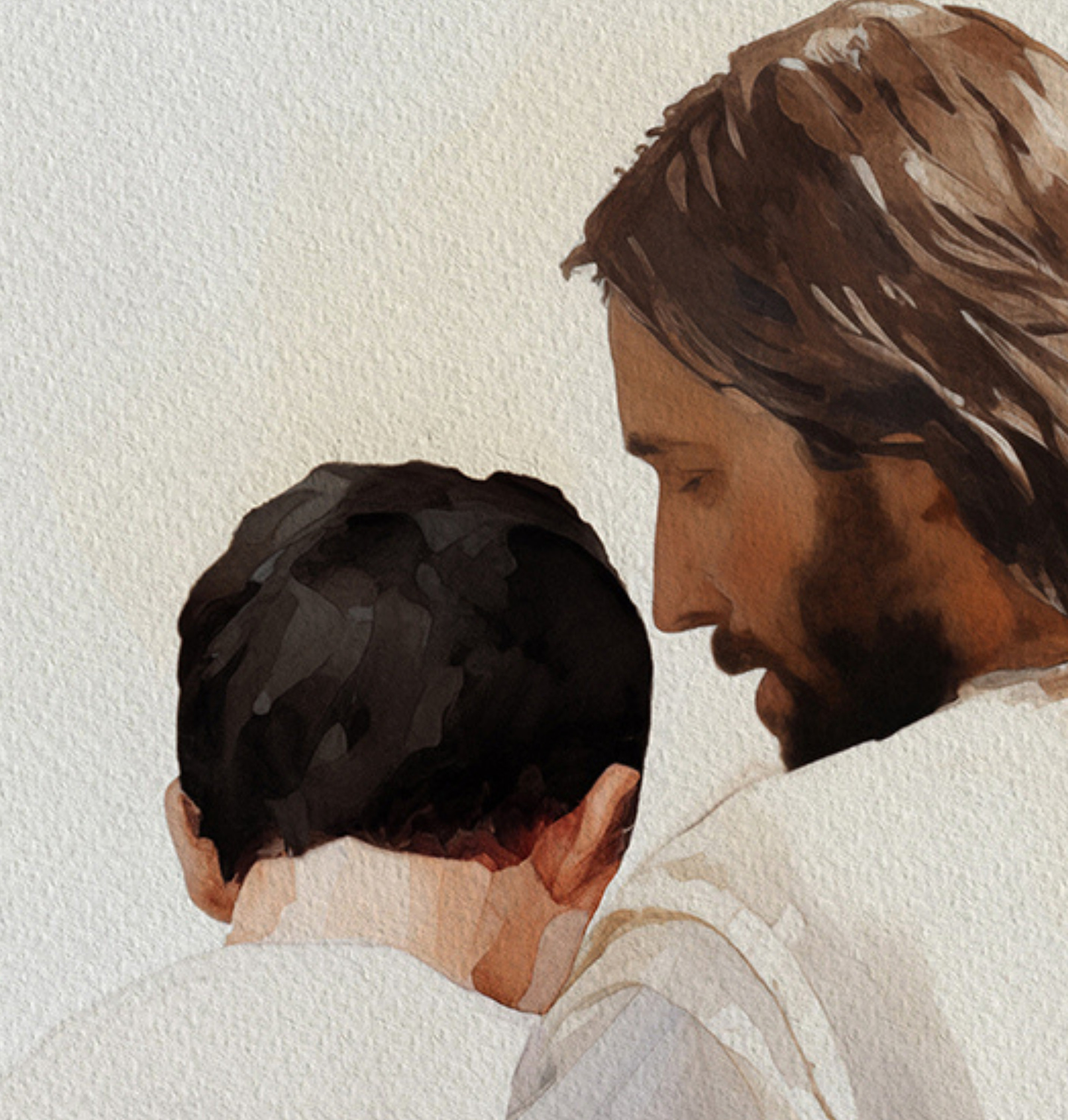 Jesus With Young Man Art Jesus Hugging Teenage Black Hair Boy Art ...