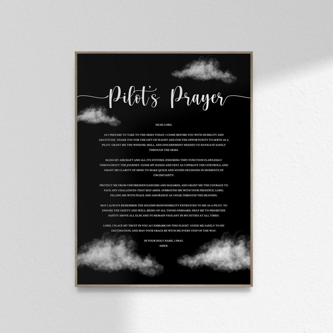 Pilot's Prayer Pilot Gift Aviator Prayer Night Sky Christian Prayer ...