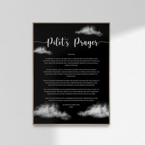 Pilot's Prayer Pilot Gift Aviator Prayer Night Sky Christian Prayer ...