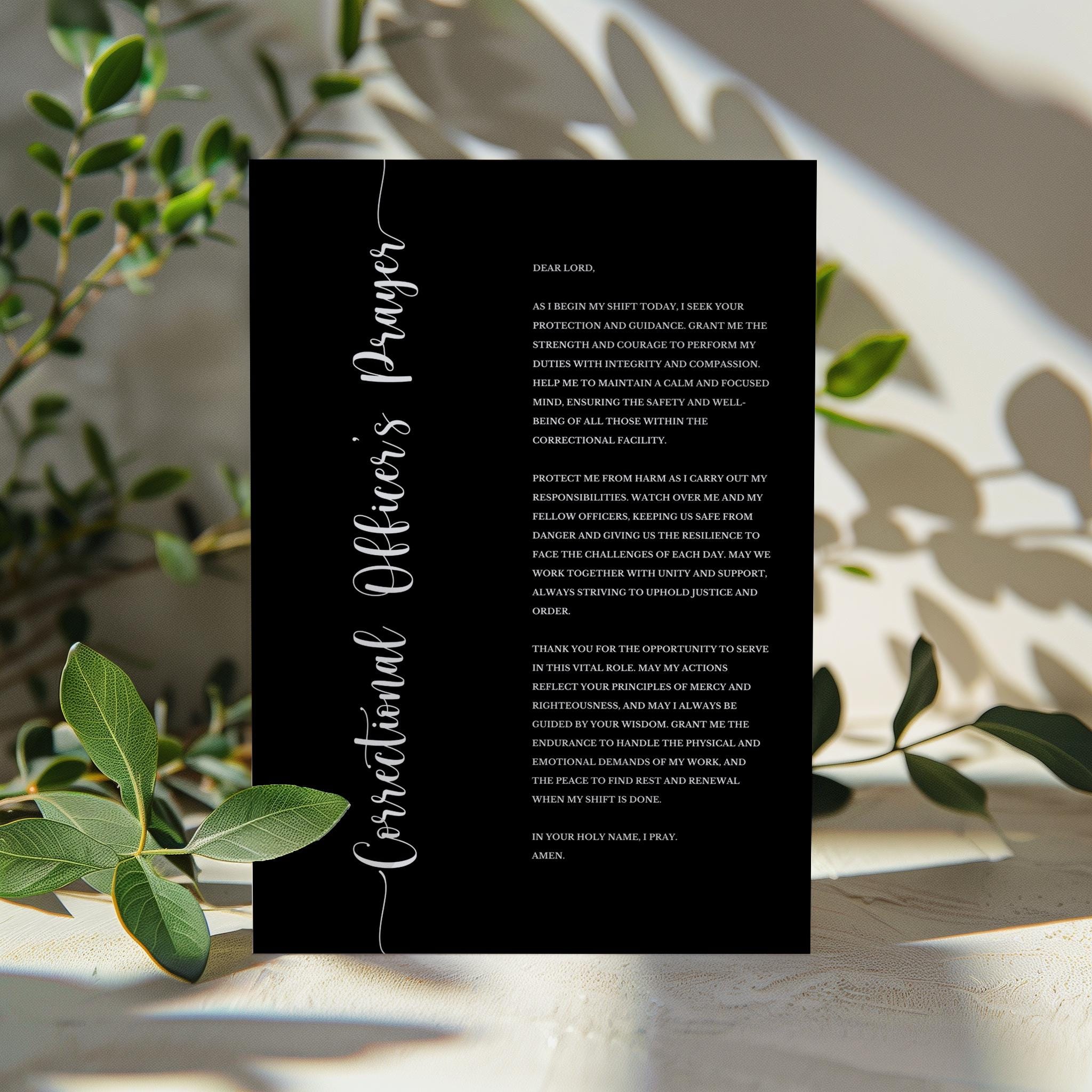 Correctional Officer's Prayer Gift Prayer Christian Prayer Bible Office ...
