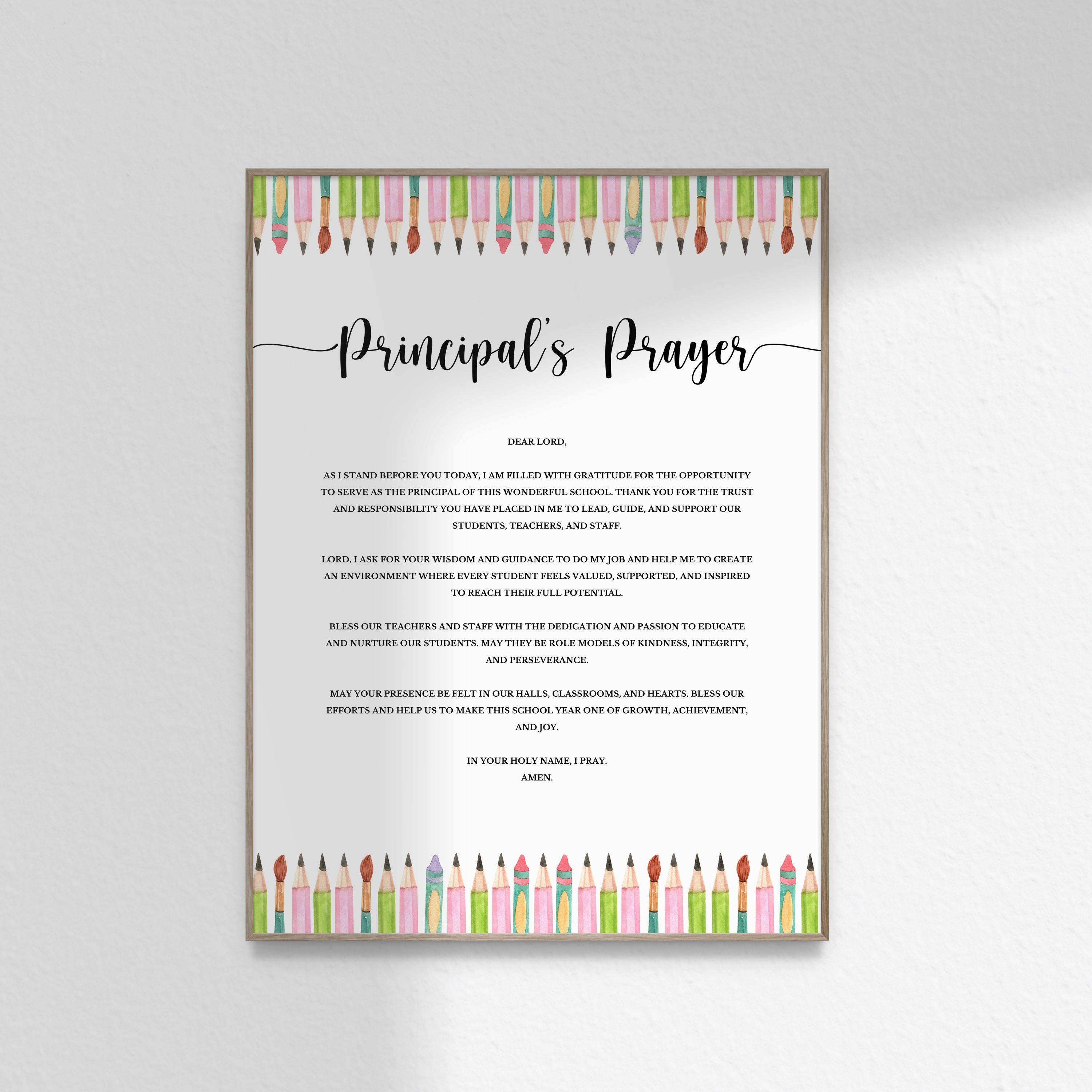 Principal's Prayer Christian Prayer School Office Decor Back to School ...
