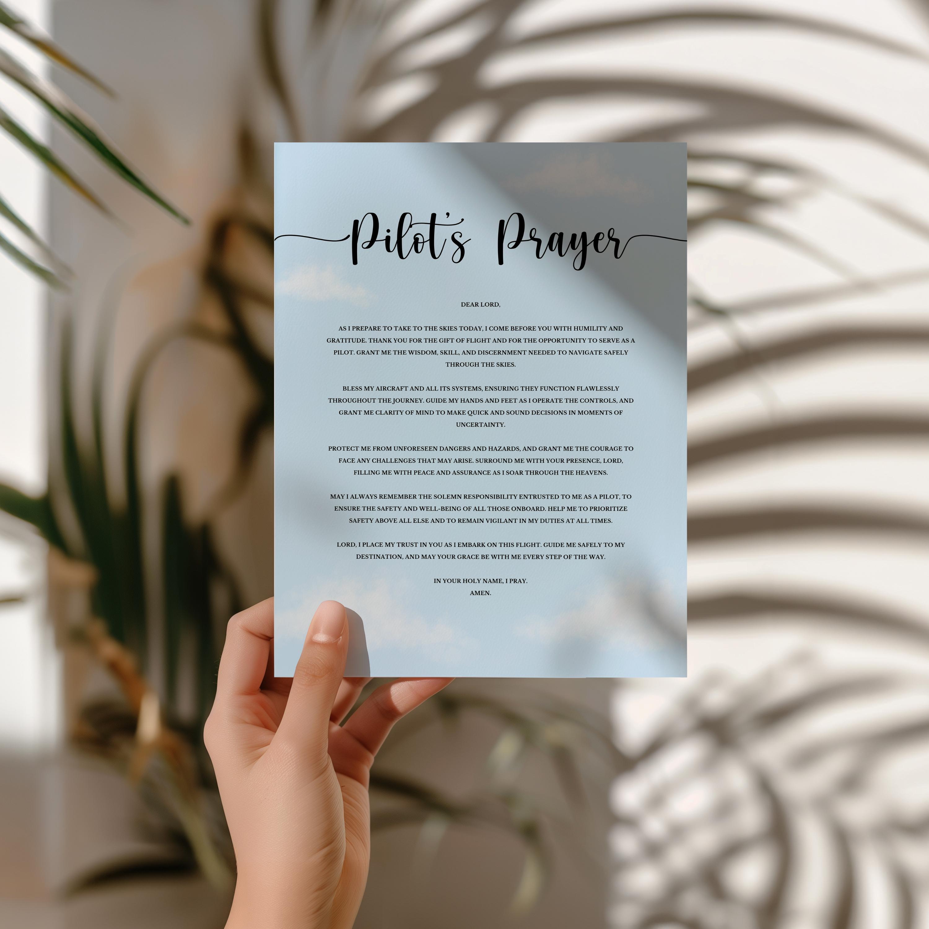 Pilot's Prayer Pilot Gift Aviator Prayer Blue Sky Christian Prayer ...