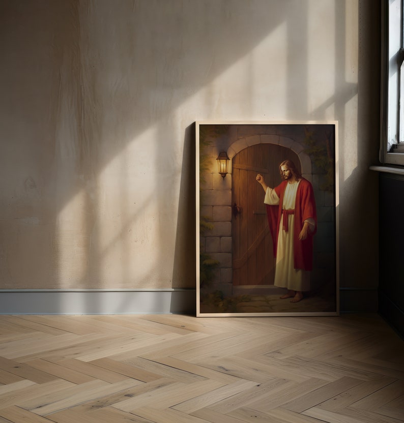 Jesus Knocking at the Door Christ Savior Painting Christian Nursery ...