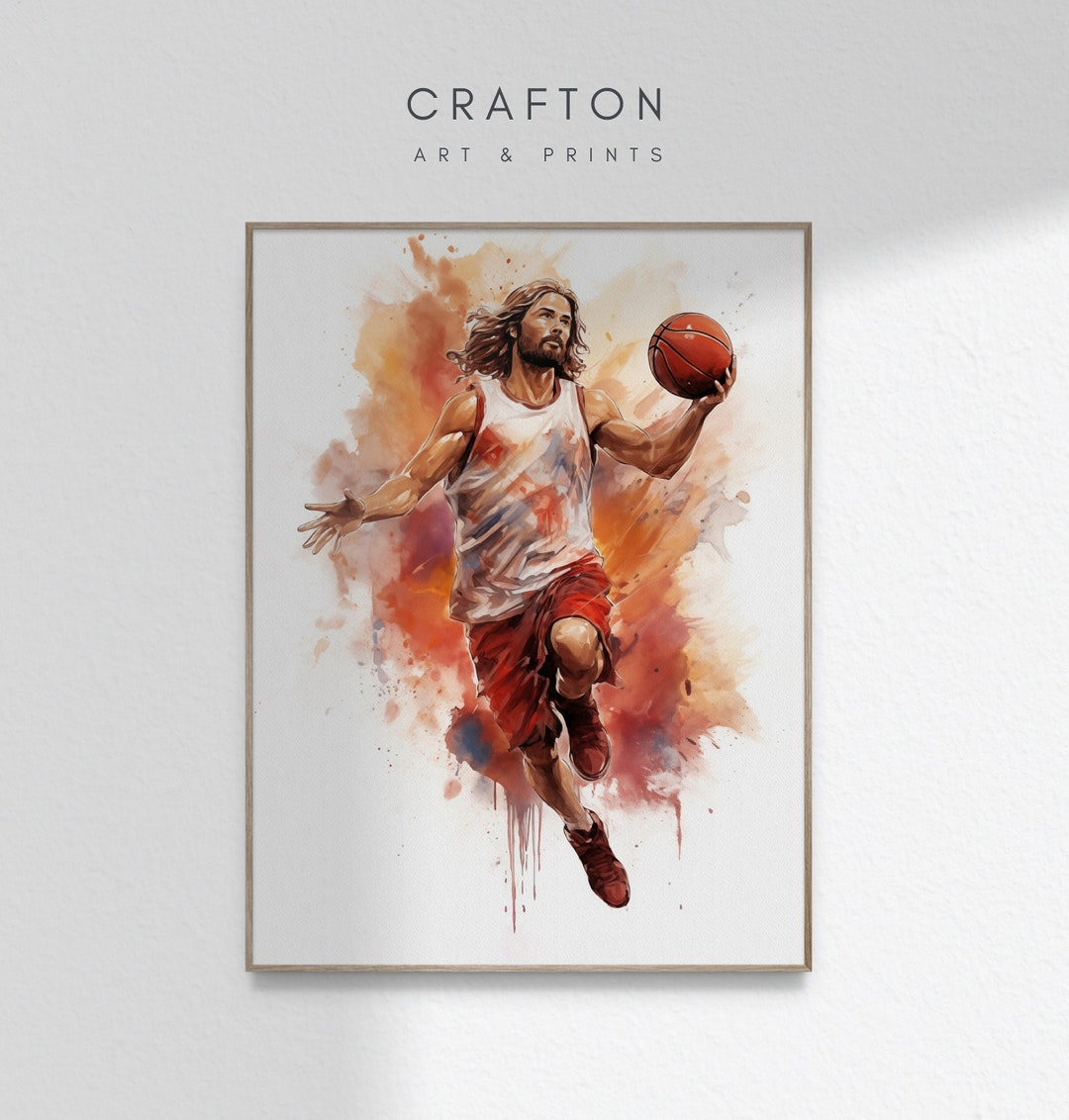 Jesus Playing Basketball Player Painting Painting Christ Christian Boy ...