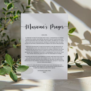 Musician's Prayer Gift for Musician Christian Gift Christian Prayer ...