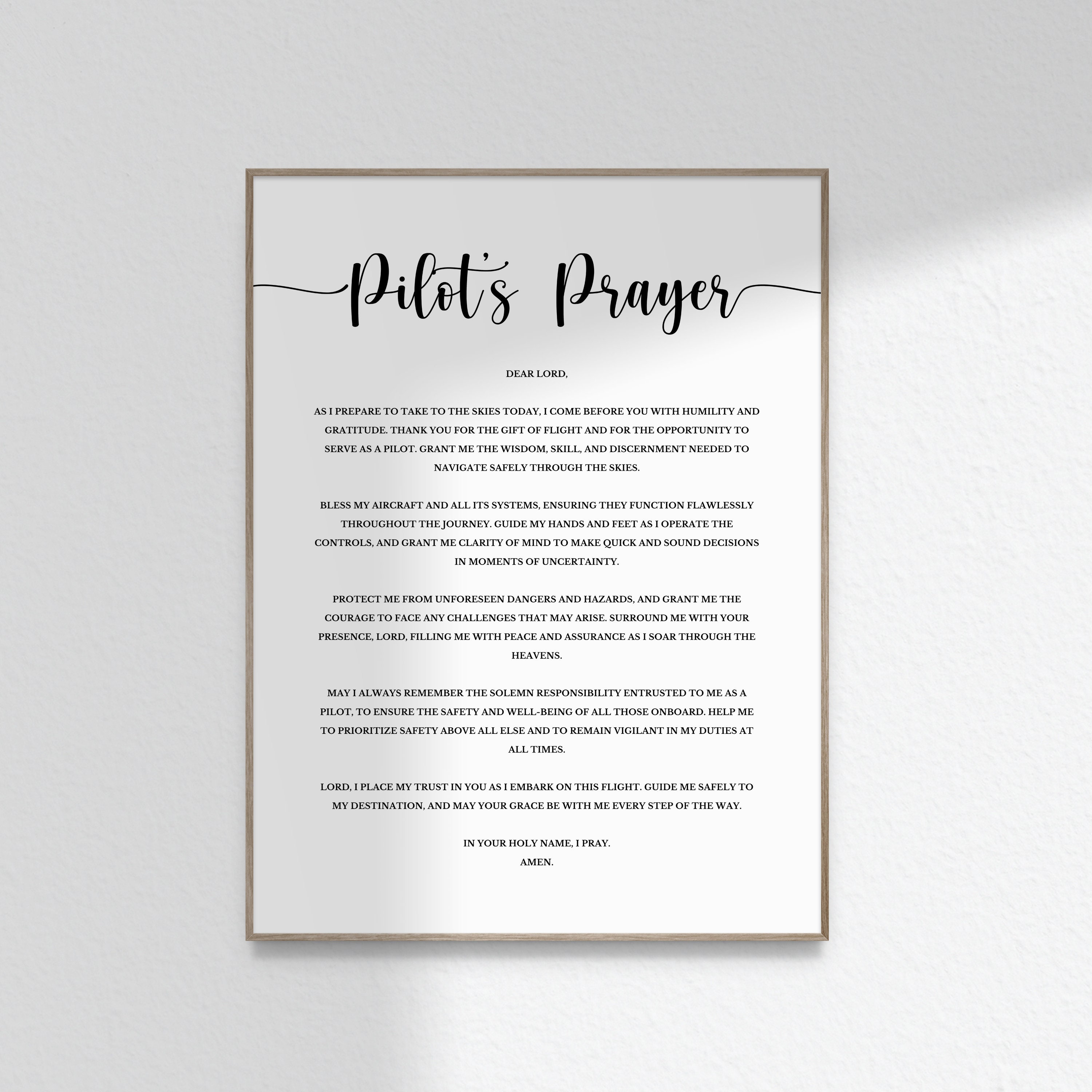 Pilot's Prayer Pilot Gift Aviator Prayer Christian Prayer Bible Office ...