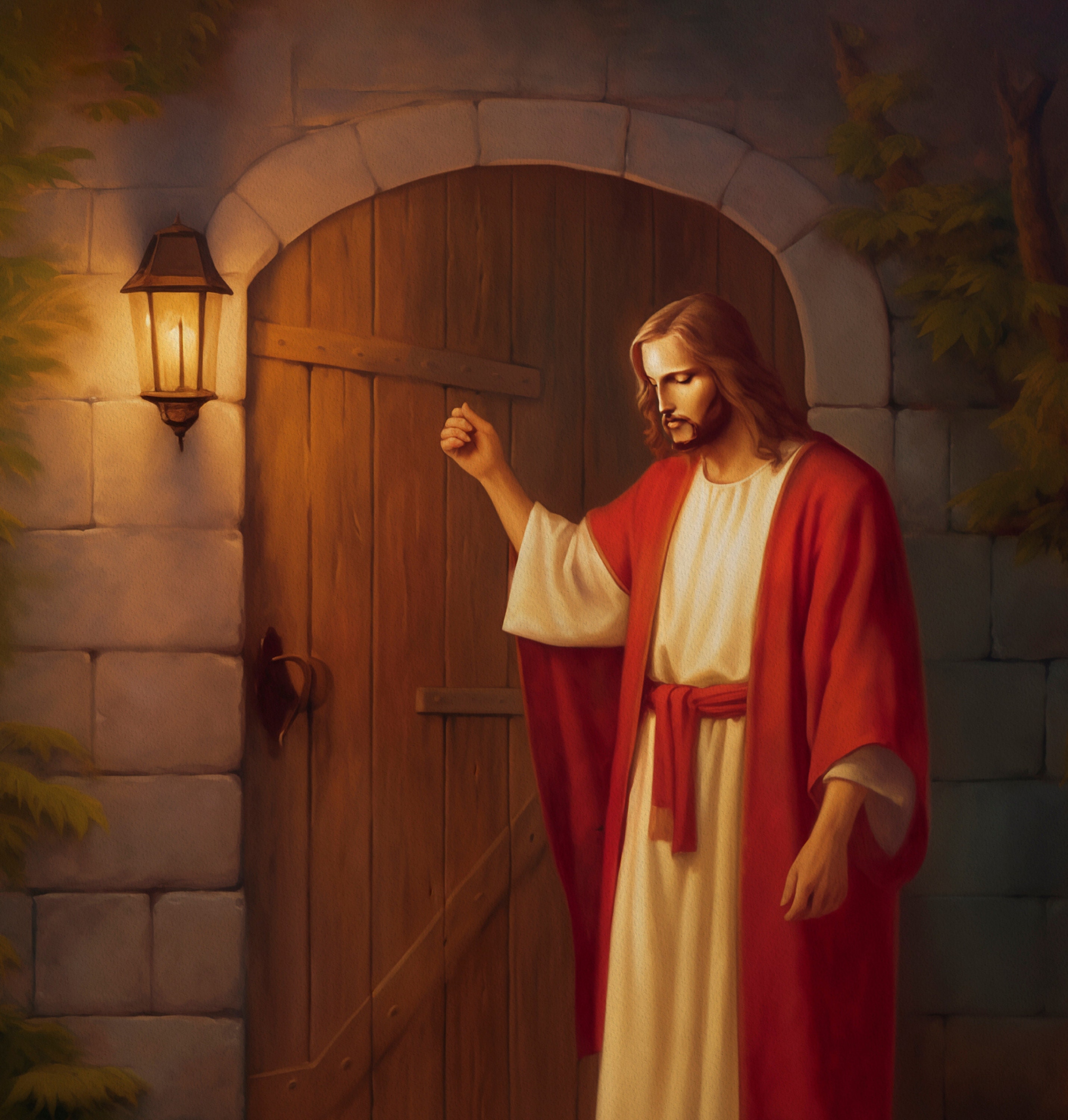 Jesus Knocking at the Door Christ Savior Painting Christian Nursery ...