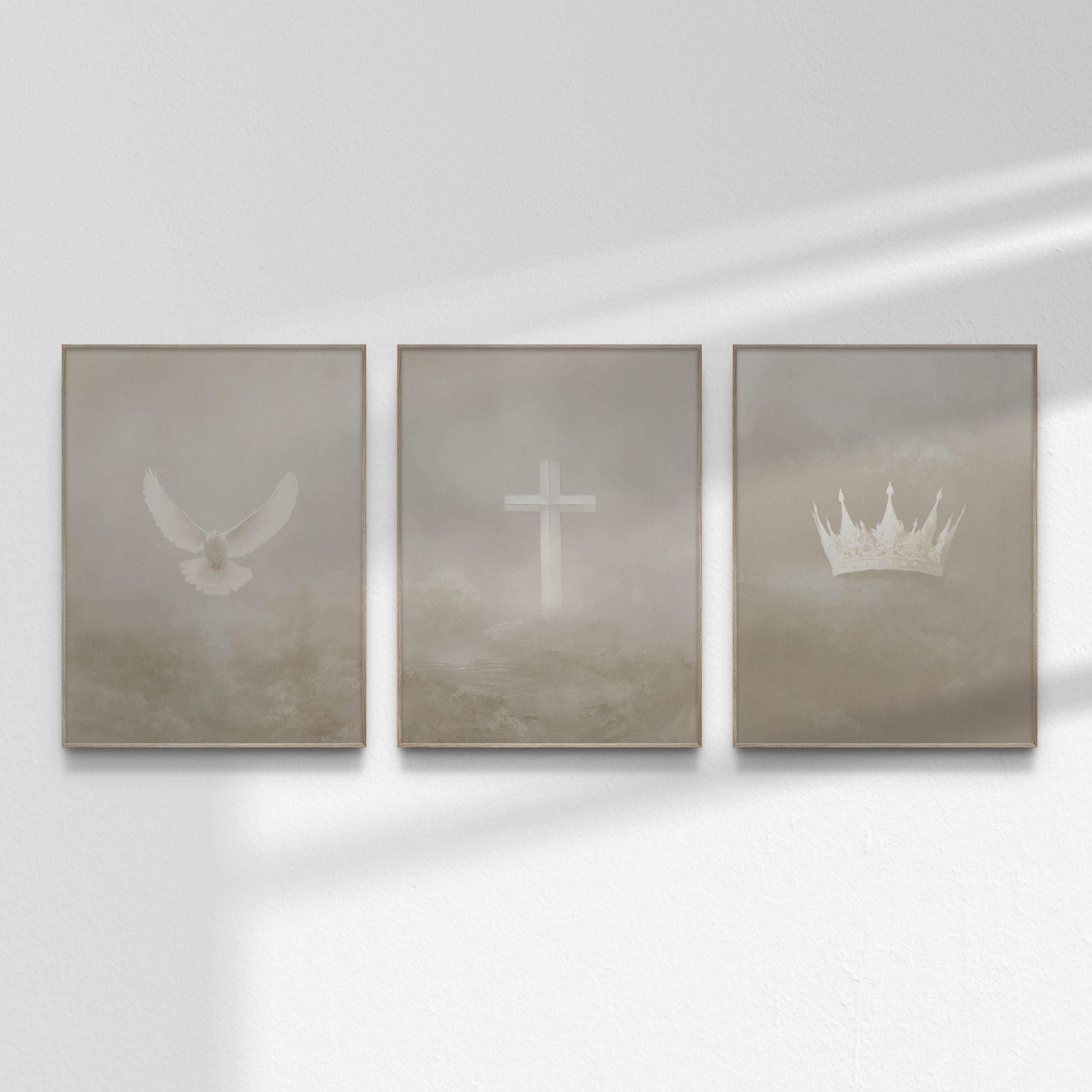 PRINTED Holy Trinity Art Modern Christian Wall Art Trio Print Set of 3 ...