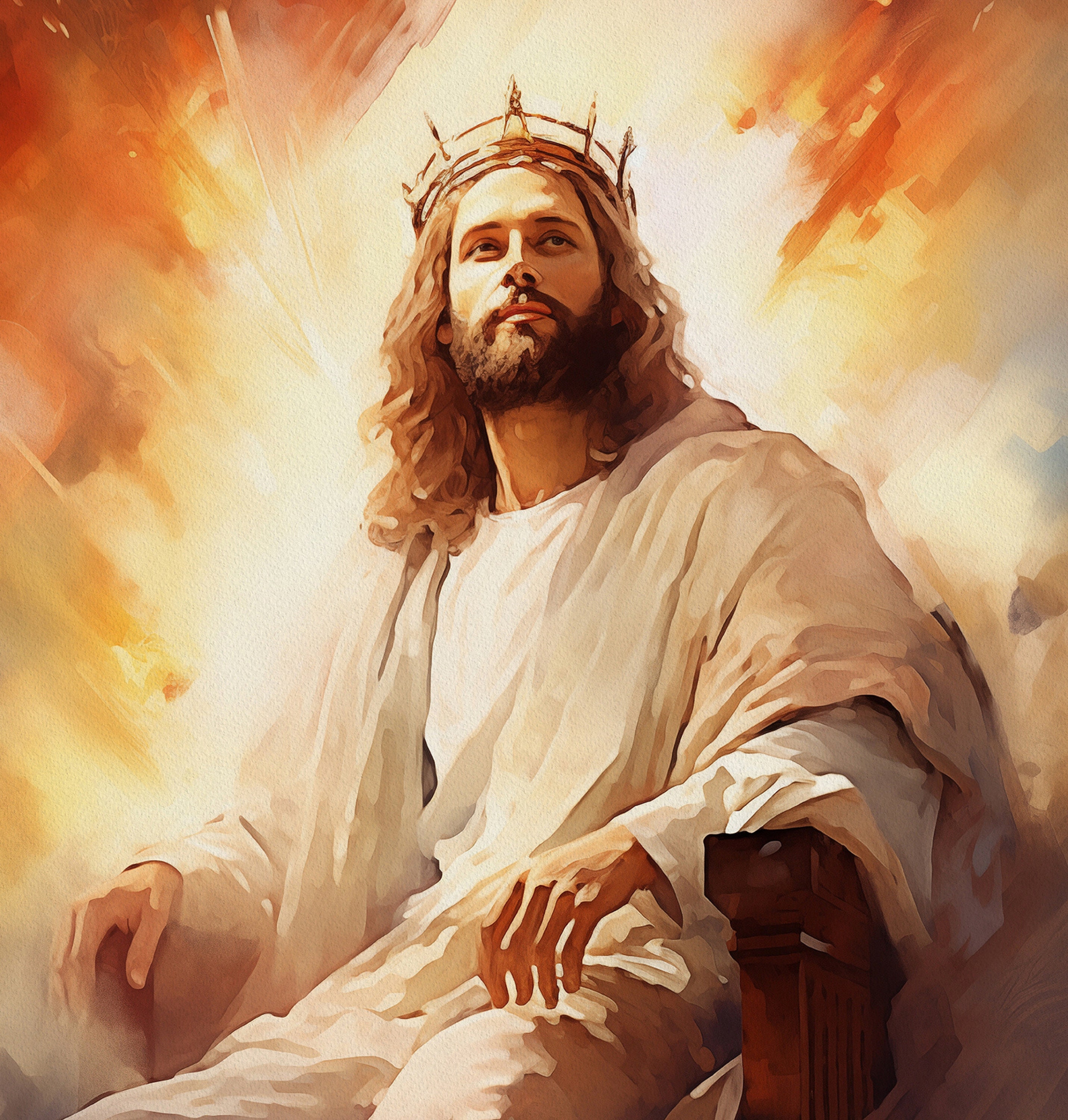 Jesus King of Kings, Jesus as King, Christian Gift Idea, Watercolor ...