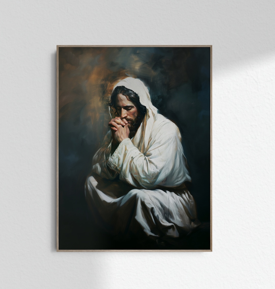 Praying Hands Wall Art Christ Praying Art Jesus Praying in the Garden ...