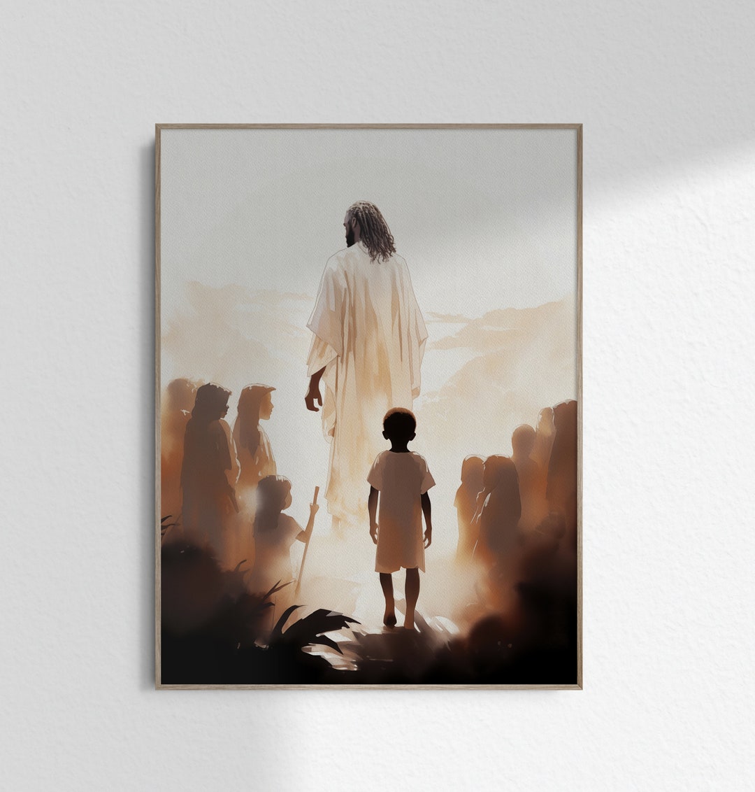 Come Follow Me Black Jesus With Children Art Black Christ Walking Print ...